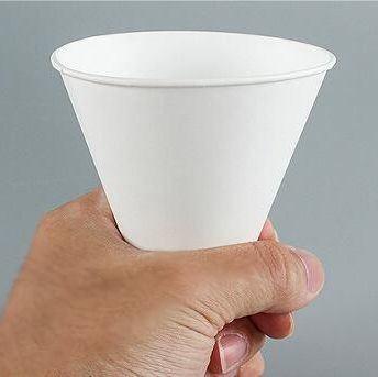 China PE Coated Disposable Paper Cone Cup 4oz White Conical Cup for Airport Hotel Supermarket for sale