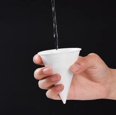 China Disposable 4oz Paper Cone Cup 67x93mm PE Coated Hot Drink Cup for Airport Hotel Supermarket for sale