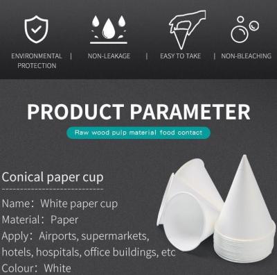 China Disposable White Paper Cone Cup 4oz 67x93mm PE Coated for Airport Hotel Supermarket for sale