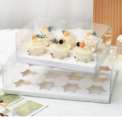 China 12 Holes Transparent Cupcake Box Kraft Paper Cake Box/Container for Regular Supply for sale