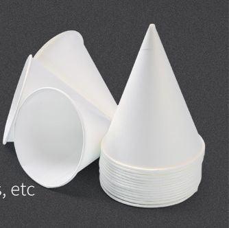 China White Disposable Paper Cone Cup 4oz 67x93mm PE Coated Hot Drink Cup for Public Places for sale