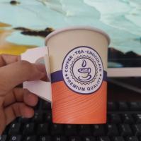 China Simple Style Biodegradable Paper Cup with Handle Hot Drinks Tea Coffee Custom Size for sale