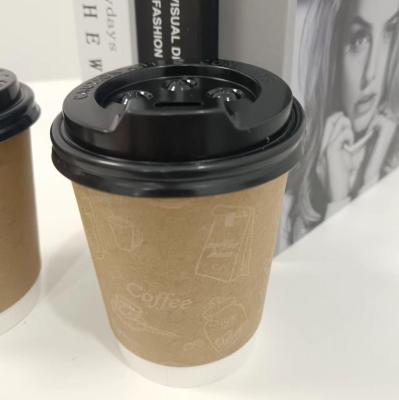 China Custom Logo Disposable Double Wall Kraft Paper Coffee Cup 3oz to 16oz with Lid for sale