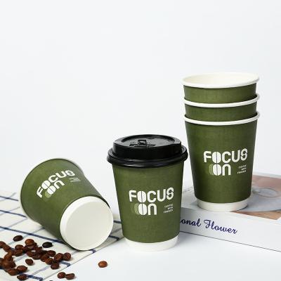 China Custom Logo 8oz 12oz 16oz Disposable Hot Coffee Paper Cups Eco-Friendly Food Grade for sale