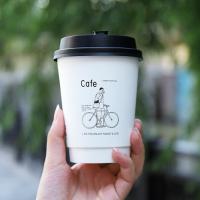 China Disposable 8oz Bamboo Fiber Hot Coffee Paper Cup with Sleeves and Lid Eco Friendly for sale