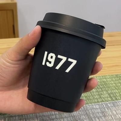 China 90 Caliber 8 OZ Disposable Milk Tea Cup Double Layer Hollow Paper Cup Custom Logo for sale