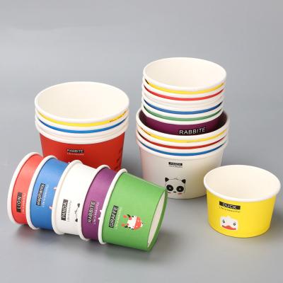 China Disposable Eco Friendly Ice Cream Paper Cups 8oz with Flexographic Printing and Spoon for sale