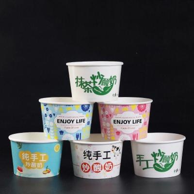China 500ml Logo Customize Printed White Paper Ice Cream Cups with Lid Drinking Cup Refund for sale