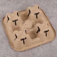 China Eco-Friendly Disposable Bagasse Cup Holder Tray 4 Cup Biodegradable Paper Cup Carrier for sale
