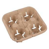 China Eco-Friendly Disposable Customized Kraft Paper Coffee Cup Holders for Take Away Drinks for sale