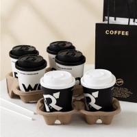 China Eco-Friendly Disposable Customized Kraft Paper Coffee Cup Holders for Take Away Drinks for sale