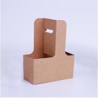 China Kraft Paper Cup Holder with Handle 2 Cup Drink Carrier 12-30 oz Foldable Eco Friendly for sale