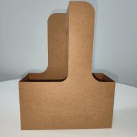 China Kraft Paper Cup Holder with Handle 2 Cup Drink Carrier 12-30 oz Foldable Eco Friendly for sale