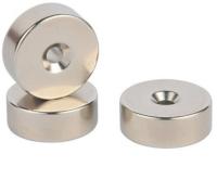 China Neodymium Permanent Rare Earth Ring Magnets with M3 Countersink Holes - N35 to N52 Grade, ±0.05mm Tolerance for sale