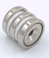 China Neodymium Permanent Rare Earth Ring Magnets with M3 Countersink Holes - N35 to N52 Grade, ±0.05mm Tolerance for sale