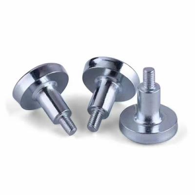 China Nickel Coated Neodymium Magnet 60lb Pull Force with D1/4-20 and D3/8-16 Threads for Industrial Mounting for sale