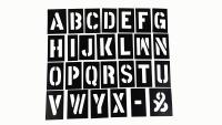 China Custom Printing PVC Rectangle Black Number And Letter Stencil For Public for sale