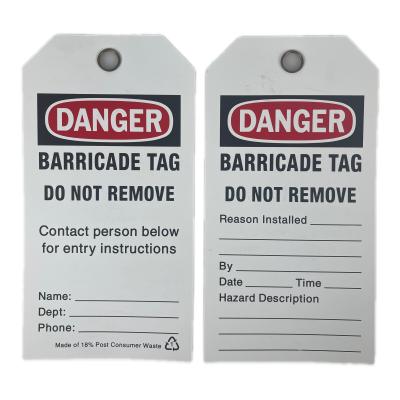China Plastic Tag Danger Barricade Tag Durable PVC for Safety Sign Tag for sale