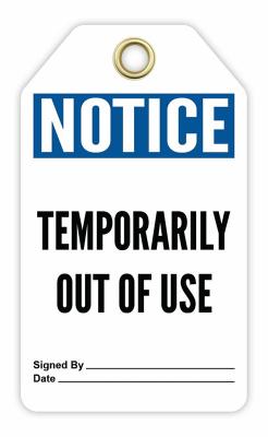 China Plastic Tag Notice Out Of Service Tag Polyester Water Resistant Safety Tag for sale