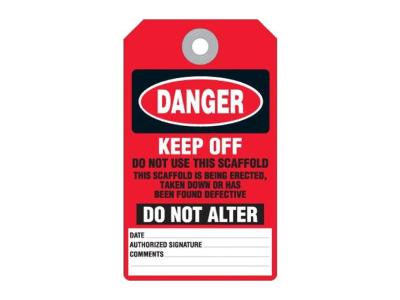 China Plastic Safety Tag Polyester Waterproof Durable Lockout  Scaffolding Tag for sale