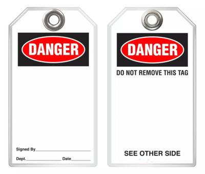 China Danger Tag White Polyester Durable 2-sided Safety Tag for sale