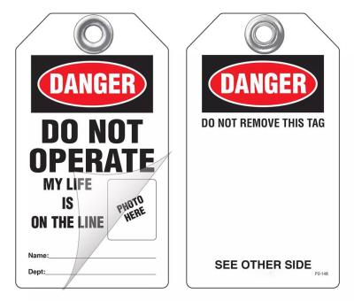 China Self Laminated Danger Tag Write-on PVC Durable Waterproof Writable Plastic Tag for sale