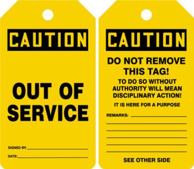 China Plastic Caution Tag Yellow Die Cutting Waterproof PVC Safety Tag for Equipment Identification for sale