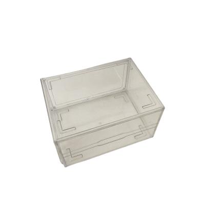 China Custom Logo Clear Acrylic Magnetic Shoe Box Foldable Transparent Drop Front Stackable Sneaker Organizer for sale