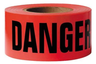 China Non-adhesive Danger Tape PE Waterproof Single Side  Roll Red Warning Tape for sale