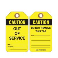 China Caution Tag Vinyl Yellow And Black Tag Roll  Double Side Printed Logo For Warning Lockout Sign for sale