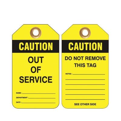 China Caution Tag Vinyl Yellow And Black Tag Roll  Double Side Printed Logo For Warning Lockout Sign for sale