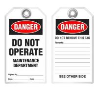 China Danger Tag PVC Waterproof Double Side Printed Durable Plastic Tag for Warning for sale