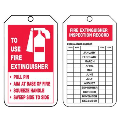 China Fire Extinguisher  Inspection Tag Vinyl Waterproof Outdoor 2 Sided Printed Safety Tag for sale
