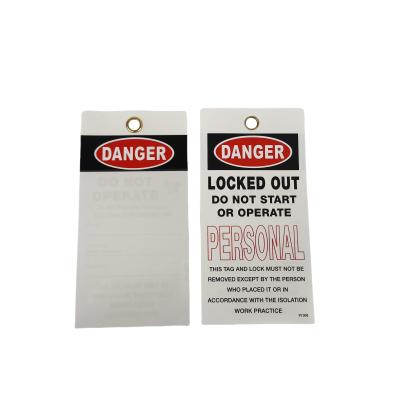 China Custom Danger Locked Out Tag Vinyl Plastic Self-Laminating 2-Sided Danger Safety Tags With Photo for sale