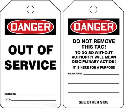 China Custom Printed Logo Danger Tag PVC Durable Writable Safety Tag for sale
