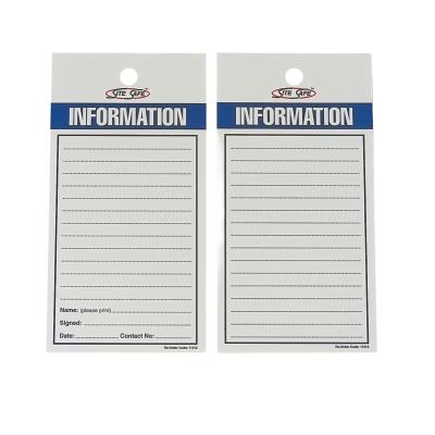 China Custom Information Tag Waterproof PVC Durable Double Sides Printing Safety Tag for sale