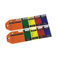 China Custom Flange Tag with 70*260MM Size 7MM Mounting Hole and 3 Stage Design for Safety Lockout for sale