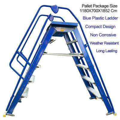 China Pallet Package Size 1180X700X1852 Cm Blue Plastic Ladder Compact Design Non Corrosive Weather Resistant Long Lasting for sale