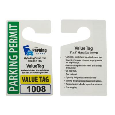 China Custom Printed Logo Parking Permit Hang Tag Plastic Waterproof Car Tag for sale