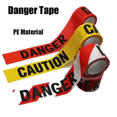 China Custom Printed Logo Danger Tape PE Roll Non-adhesive Barricade Tape for sale