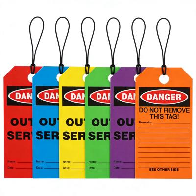 China PVC Plastic Safety Lockout Tagout Tags with Danger Header Blocking Door for Electrical Department for sale