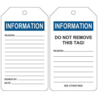 China Waterproof Plastic Information Tag with Customized Printing and Durable PVC Material for Safety Warning for sale