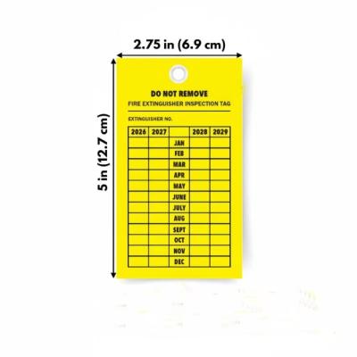 China Fire Extinguisher Tag Vinyl Waterproof Double Side Printing Plastic Tag for for Indoor Outdoor Inspection Tag for sale