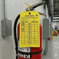 China Fire Extinguisher Tag Vinyl Waterproof Double Side Printing Plastic Tag for for Indoor Outdoor Inspection Tag for sale