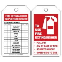 China Fire Extinguisher Tag Vinyl Waterproof Double Side Printing Plastic Tag for for Indoor Outdoor Inspection Tag for sale