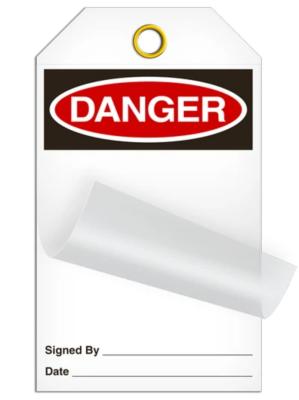 China Custom Printed Logo Self-Laminating Peel and Stick Tag PVC Lockout Tag for sale