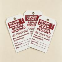 China Custom Waterproof PVC Repair Order Hang Tag with Film Lamination for Industrial Safety for sale