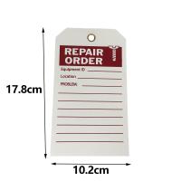 China Custom Waterproof PVC Repair Order Hang Tag with Film Lamination for Industrial Safety for sale