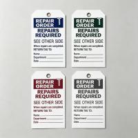 China Custom Waterproof PVC Repair Order Hang Tag with Film Lamination for Industrial Safety for sale
