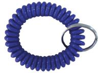 China Plastic Wrist Coil Key Chain , Polyurethane Blue Spiral Wrist Key Chain for sale